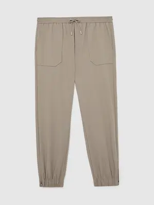 REISS Ascend Technical Cuffed Trousers - Taupe Brown