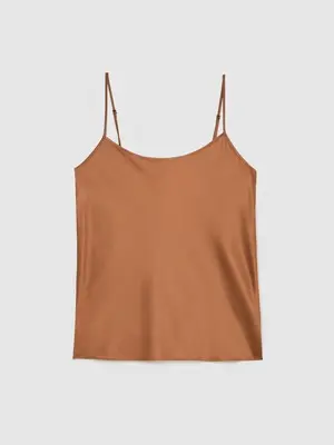 REISS Corey Silk Cami Top - Rust Orange