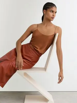 REISS Corey Silk Cami Top - Rust Orange