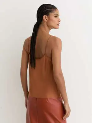 REISS Corey Silk Cami Top - Rust Orange