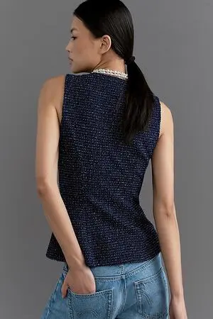 Maeve Tweed Button-front Vest Top