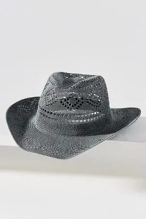 Anthropologie Straw Rancher Hat - Slate