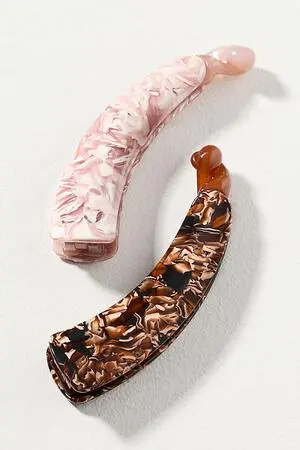 Anthropologie Banana Claw Clip - Pink Pattern