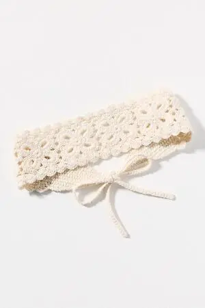 Anthropologie Crochet Hair Scarf - Ivory