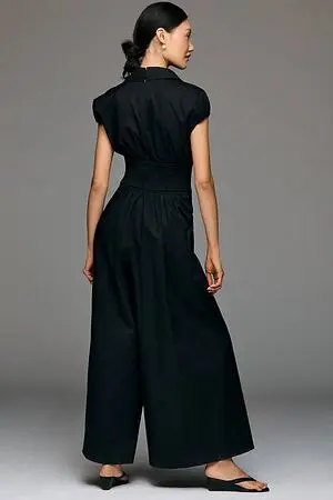 HUTCH Wide-leg Short-sleeve V-neck Jumpsuit