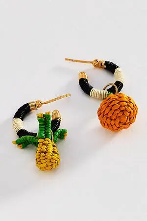 BAMBOLEIRA Clarte Hoop Earrings With Removable Charms - Pineapple/orange