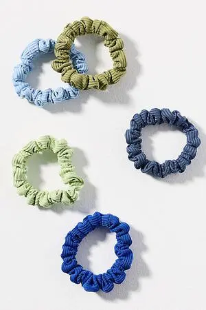 ODY Set Of Five Ribbed Hair Ties - Blue