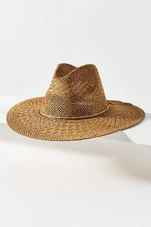 Anthropologie Woven Straw Fedora Hat - Khaki
