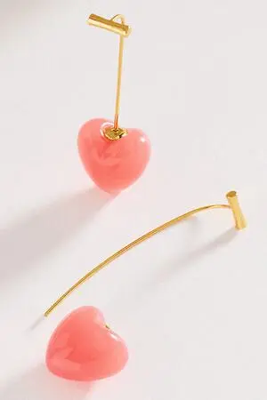 Anthropologie Icon Heart Drop Earrings - Blush