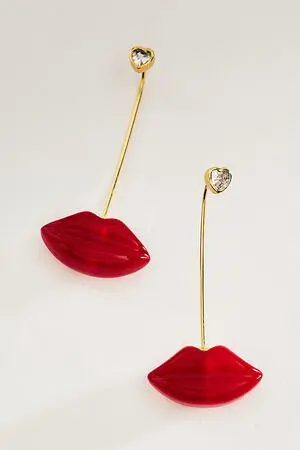 Anthropologie Icon Heart Drop Earrings - Lips