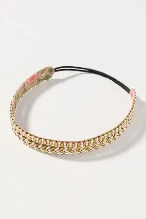 DEEPA Gurnani Lavos Beaded Headband - Gold