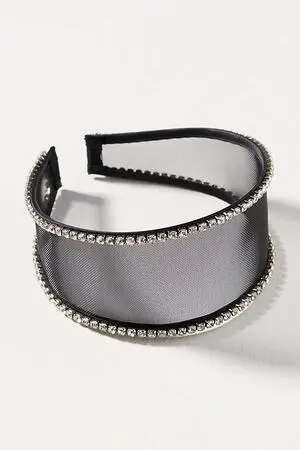 LELET NY Ella Mesh Crystal Headband - Black