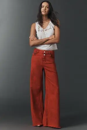 PILCRO Mid-rise Ultra Wide-leg Jeans - Red