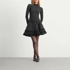 GANNI Duchesse Nylon Mini Frill Circle Skirt - Black