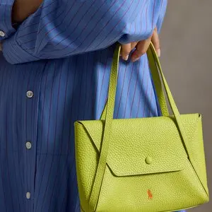 Ralph Lauren Polo Play Leather Mini Envelope Bag - Limeade
