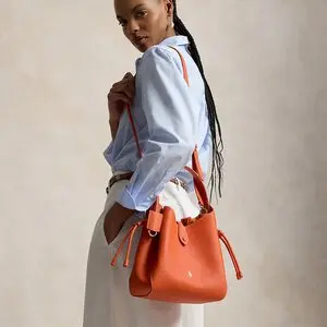 Ralph Lauren Polo Play Leather Drawstring Bag - Sunset Orange