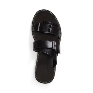 Ralph Lauren Buckled-strap Leather Slide Sandals