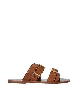 Ralph Lauren Buckled-strap Leather Slide Sandals - Cuoio