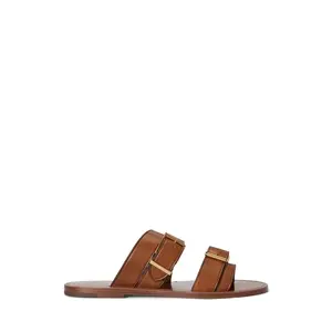 Ralph Lauren Buckled-strap Leather Slide Sandals - Cuoio