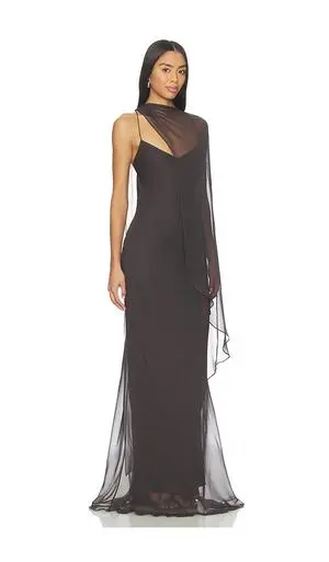 THE SEI Cami Gown With Cape And Slit - Charcoal