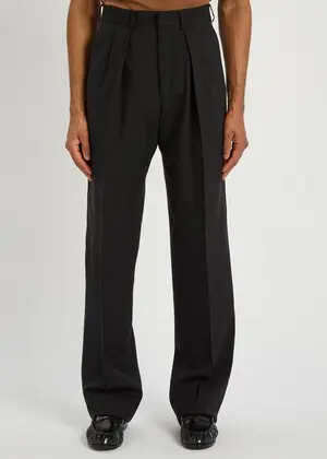TOM FORD Double-pleated Wool-blend Trousers - Black