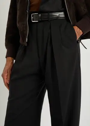 TOM FORD Double-pleated Wool-blend Trousers - Black