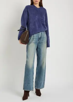 Rag & Bone Jada V-neck Brushed Cashmere Jumper - Blue