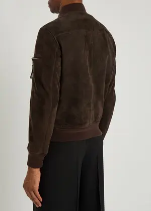 TOM FORD Suede Bomber Jacket - Chocolate