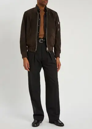 TOM FORD Suede Bomber Jacket - Chocolate