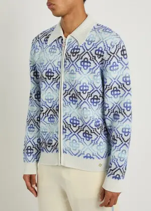 Casablanca Monogram Wool-blend Cardigan - Multicoloured 1
