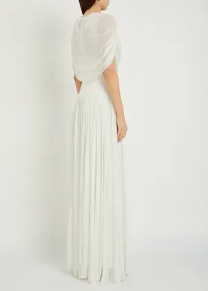Simkhai Nancie Draped Cape-effect Maxi Dress - Ivory