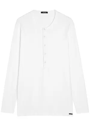 TOM FORD Henley Stretch-cotton Top - White