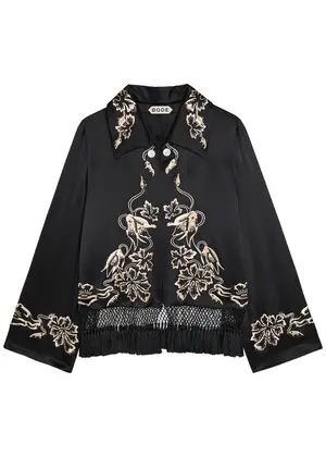 BODE Phantasm Floral Fringed Silk Jacket