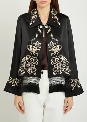 BODE Phantasm Floral Fringed Silk Jacket