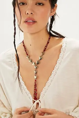 Free People Love Your Style Lariat Necklace - Gold/red