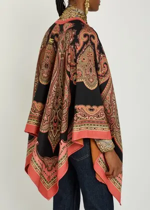Etro Patterned Jacquard Wool-blend Cape - No Colour