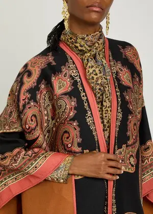 Etro Patterned Jacquard Wool-blend Cape - No Colour