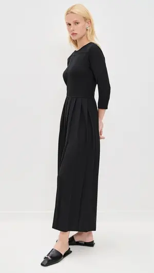 Theory Long Sleeve Pleated Midi Dress