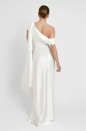 SIX STORIES One Shoulder Drape Gown - Ivory