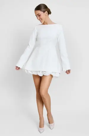 SIX STORIES Isla Split Sleeve Bubble Hem Mini Dress
