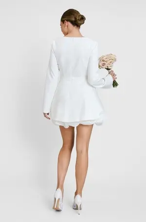 SIX STORIES Isla Split Sleeve Bubble Hem Mini Dress