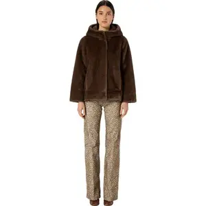Gerard Darel Morgane Faux Fur Hooded Coat