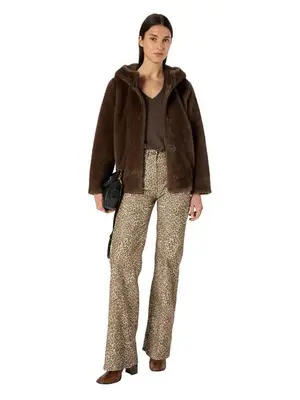 Gerard Darel Morgane Faux Fur Hooded Coat