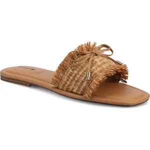 BIRDIES The Kiwi Bow Slide Sandal - Tan Raffia