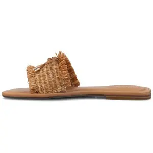 BIRDIES The Kiwi Bow Slide Sandal - Tan Raffia