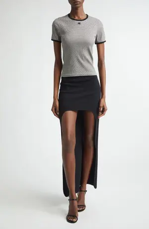 COURREGES Houndstooth Logo T-shirt - Houndstooth/black