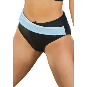 SWIMSUITS FOR ALL Colorblock Wrap Bikini Bottom - Black White