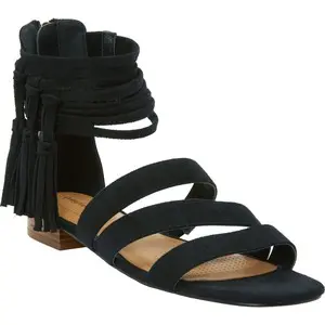 COMFORTVIEW Eleni Gladiator Sandal With Tassel Detail - Black