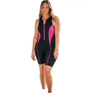 SWIM 365 Chlorine-resistant Unitard Romper - Black Bright Fuchsia