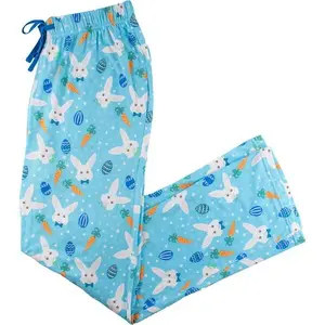 SOFTSNOOZE Adult Pajama Pants - Blue Bow Tie Bunnies